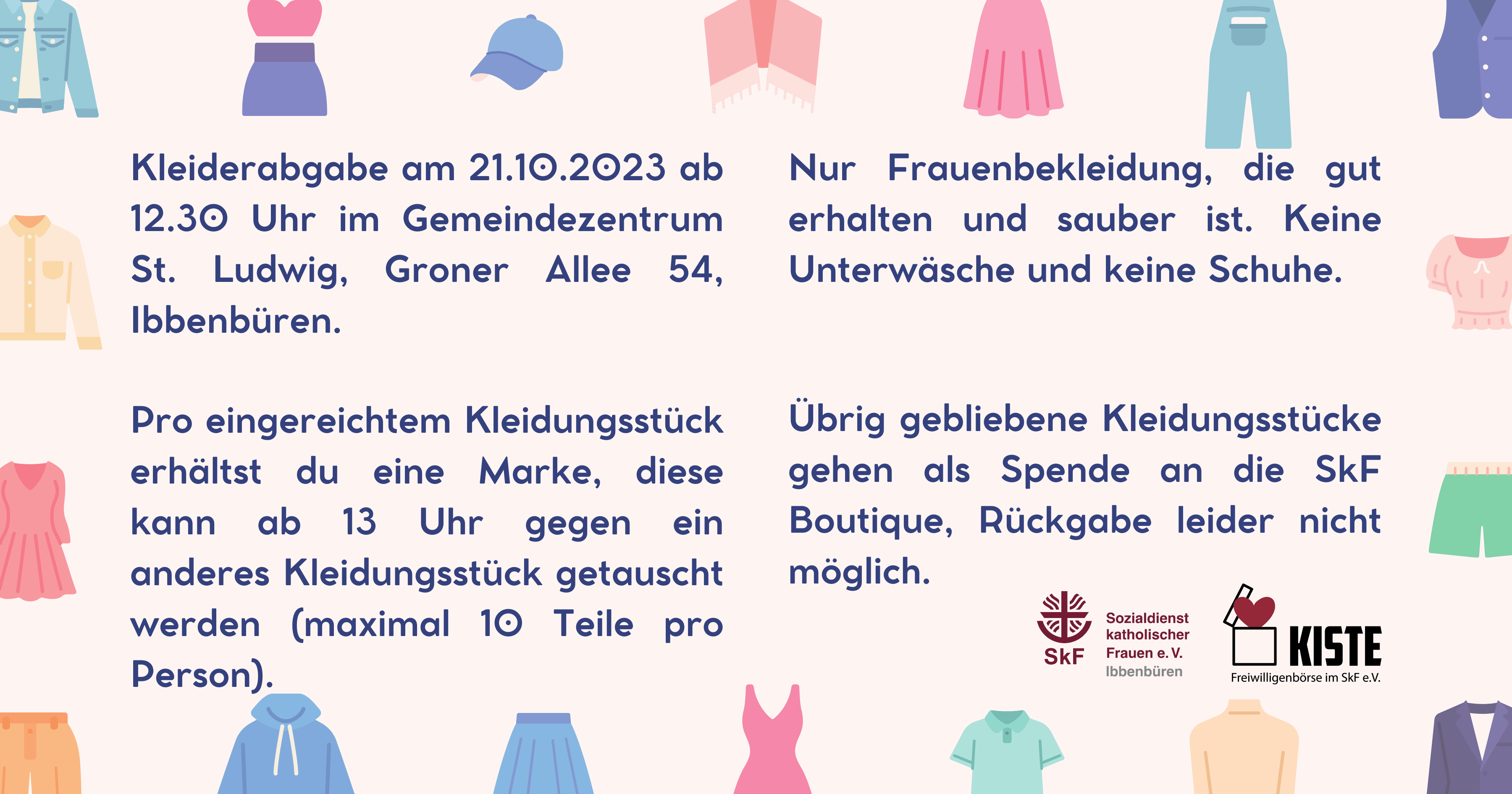 Kleidertausch am 21. Oktober 2023 - SKF Ibbenbüren Kleidertausch am 21. Oktober 2023 - SKF Ibbenbüren